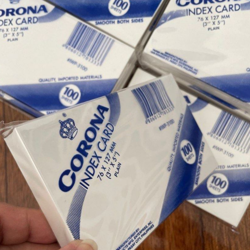 Corona Index Card 50/100 SHEETS /SET Plain White 3 x 5 Inches and 5 x 8 ...