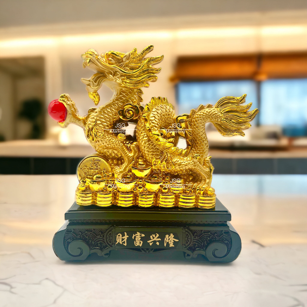 Carrie.shop 2024 Lucky Dragon Statue Feng Shui Decor Figurines Sculpture Collectibles for Luck ...