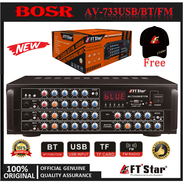 NEW FT STAR AMPLIFIER 4500 WATTS USB/BLUETOOTH/FM (AV-733USB/BT/FM ...
