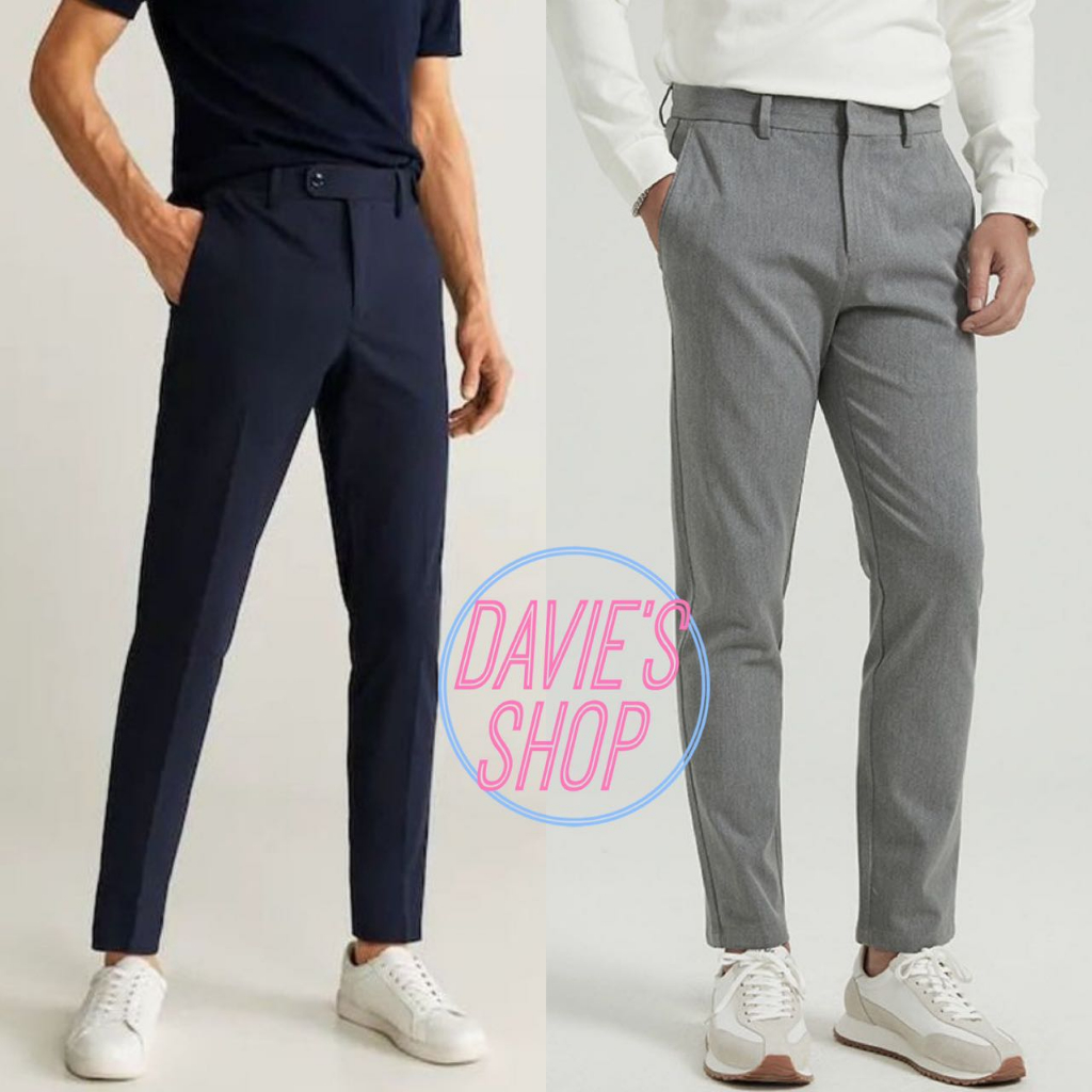 Men Trousers Slight Stretchable Makapal Office Formal Wear Ankle Cut ...