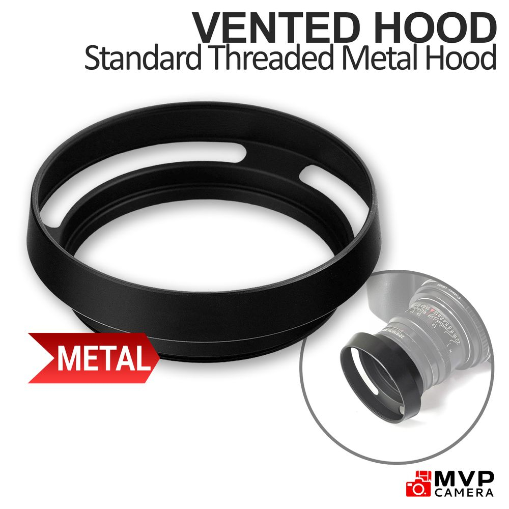 GENERIC Tilted Leica Vented Metal Lens Hood Black Standard Threaded for ...