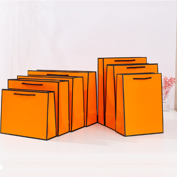 QJOQ.ph | 5pcs | ORANGE Paper Bag W/ Black Border Gift Craft Paper Gift ...