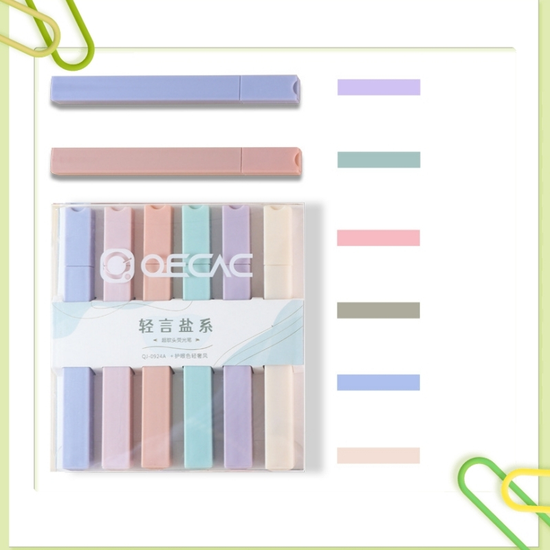 Morandi color highlighter eye care marker soft head marker student ...