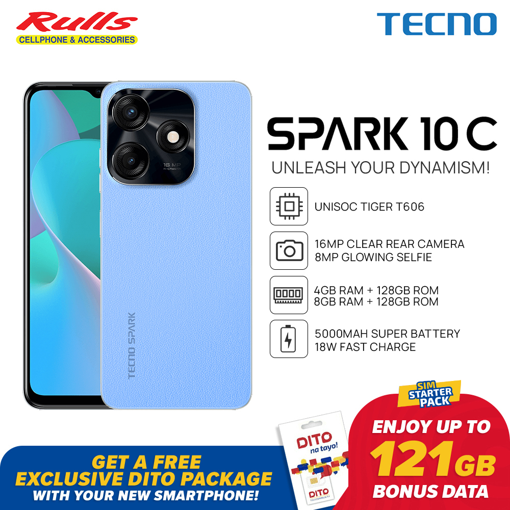 Tecno Spark 10C Smartphone | 4GB+128GB / 8GB+128GB | UNISOC Tiger T606 | 16MP Clear Rear Camera ...