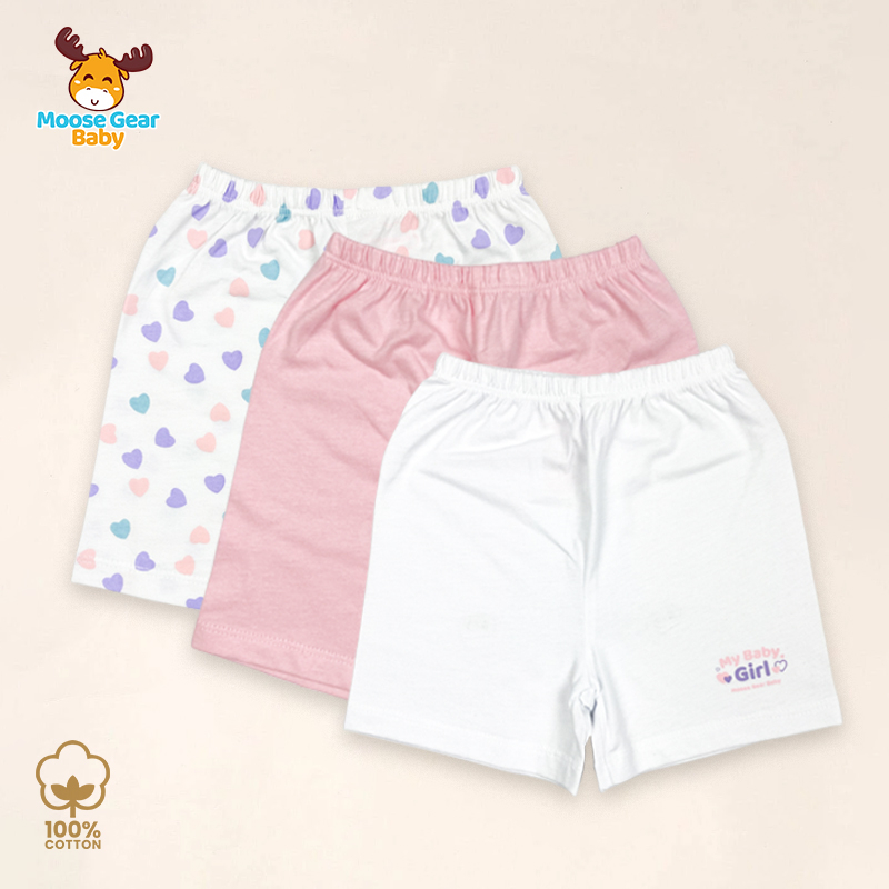 Moose Gear Baby - 3 Pcs Diaper Shorts Set (Pink/White) for Girls ...