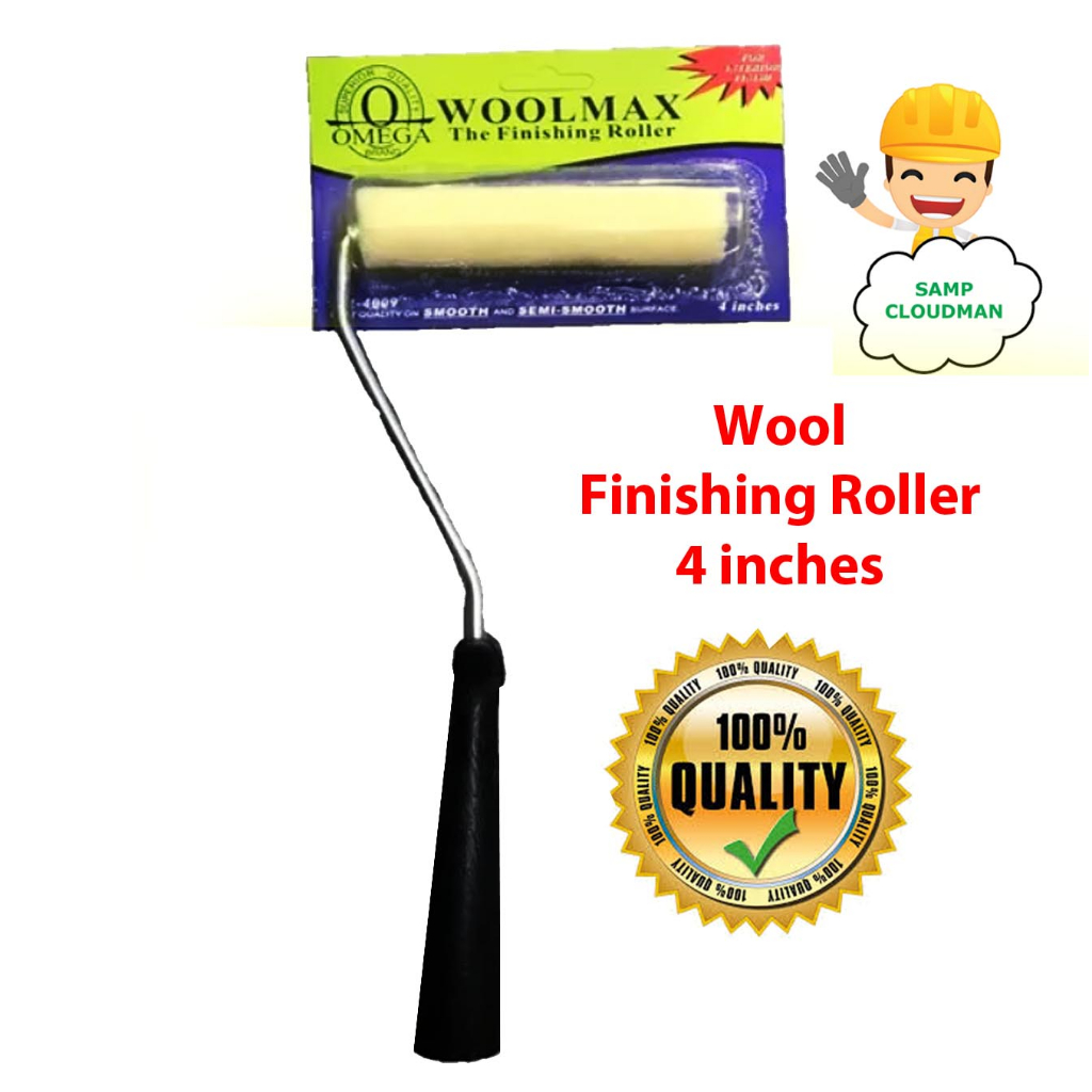 Omega Woolmax Mini Paint Roller 4" with Handle Baby Paint Roller 4 inches Wool Finishing Roller ...
