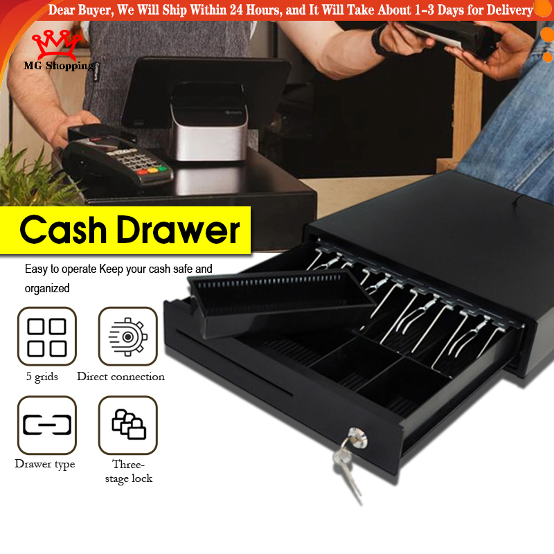 Drawer Cash Box Cash Register 4 Grids 5 Gears Trays Supermarket Money ...