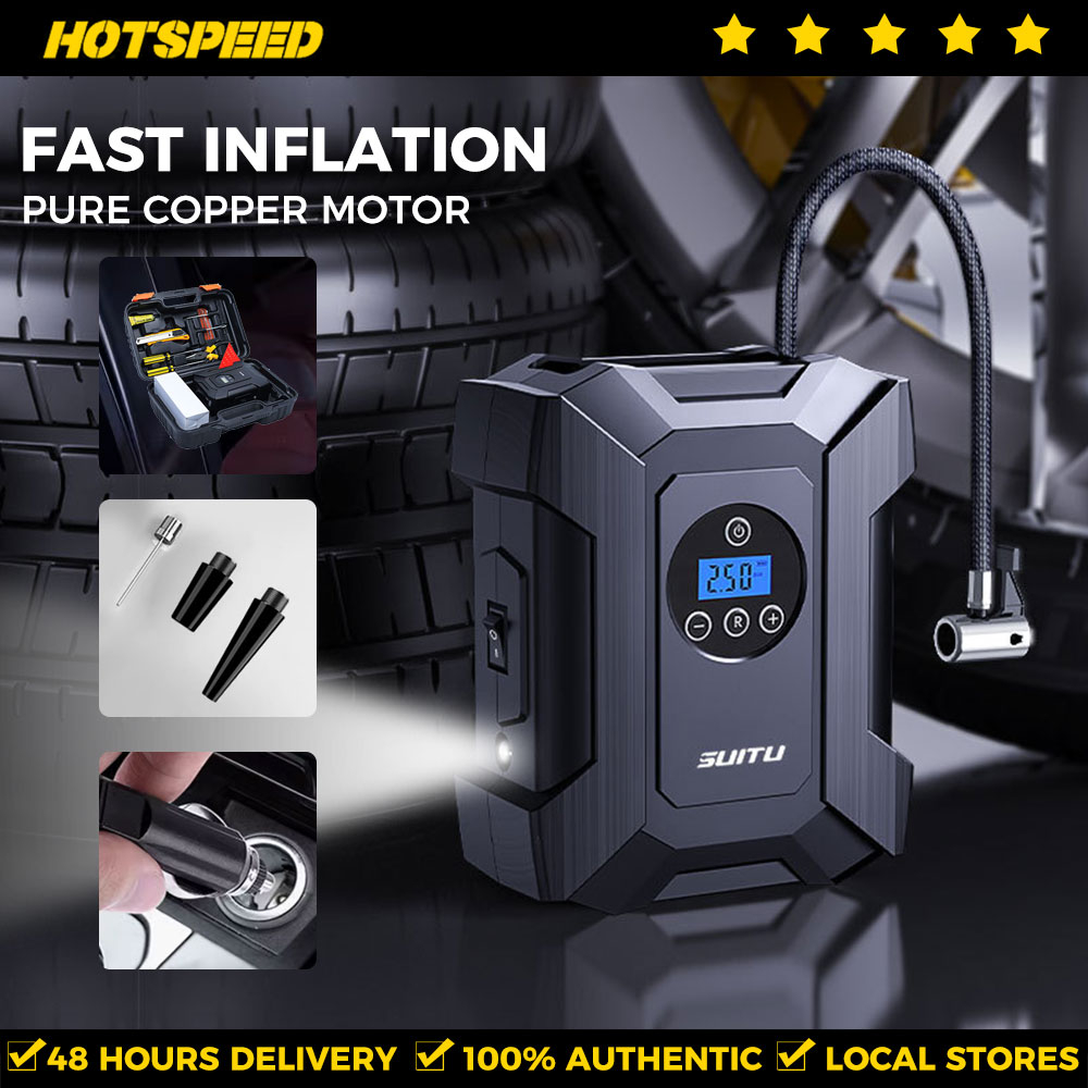 HOTSPEED Tire Inflator 12V Car Air Pump Portable Heavy Duty Motorcycle ...