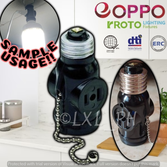 1PCS Pull Chain Socket with 2 Flat Pin Outlet Lamp Socket Bulb ...