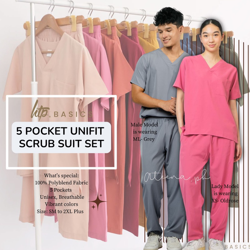 HTP Basics | 5 POCKET UNIFIT SCRUB SUIT SET | For Doctors, Nurses ...