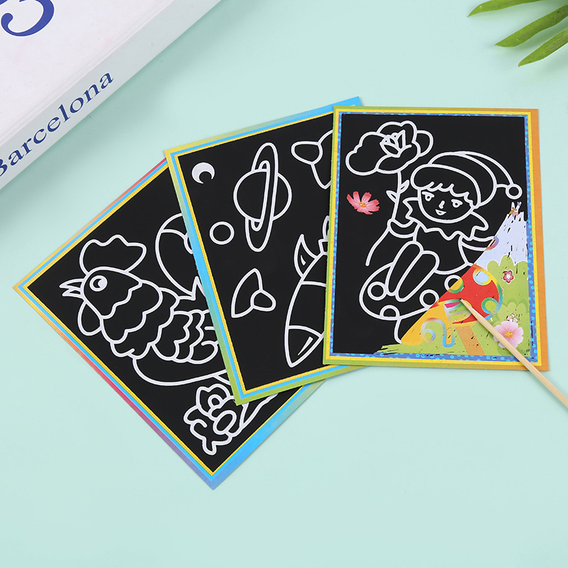Cartoon Cute Scrapping Papers Kids Creative DIY Scratch Drawing ...