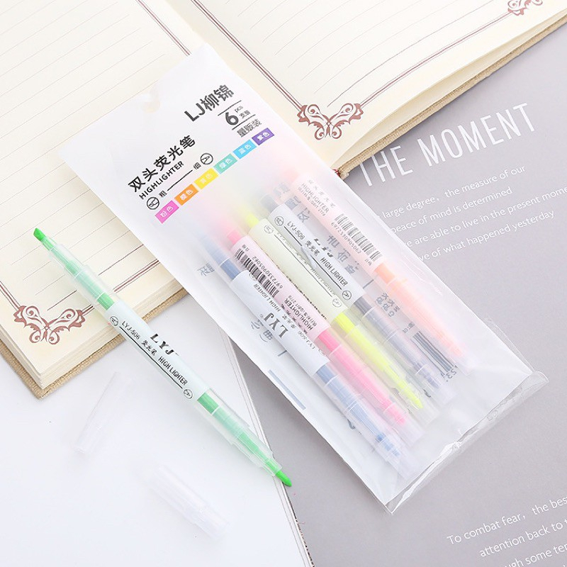 6 pieces/1 box Candy Color Highlighter Pen Marker Brush Pens ...