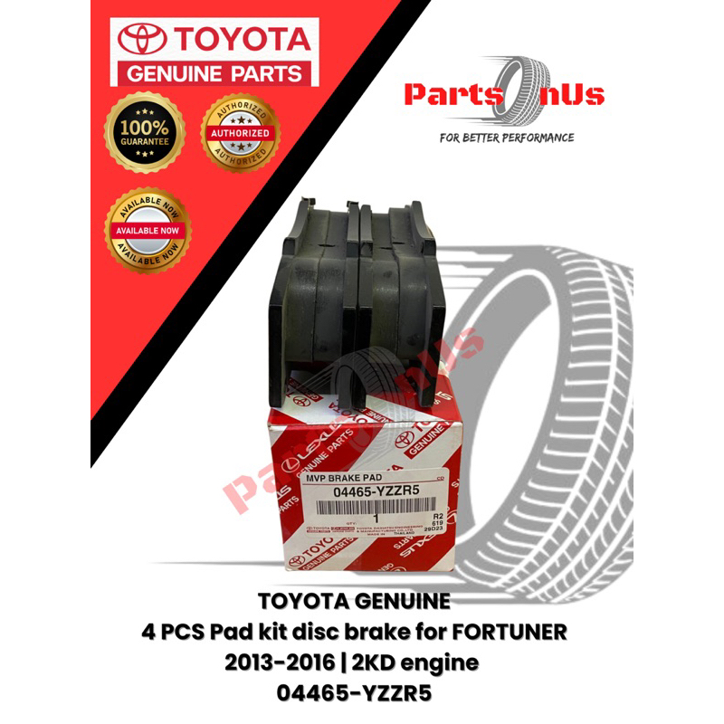 TOYOTA GENUINE 4 PCS Pad kit disc brake for FORTUNER 2013-2016 | 2KD ...
