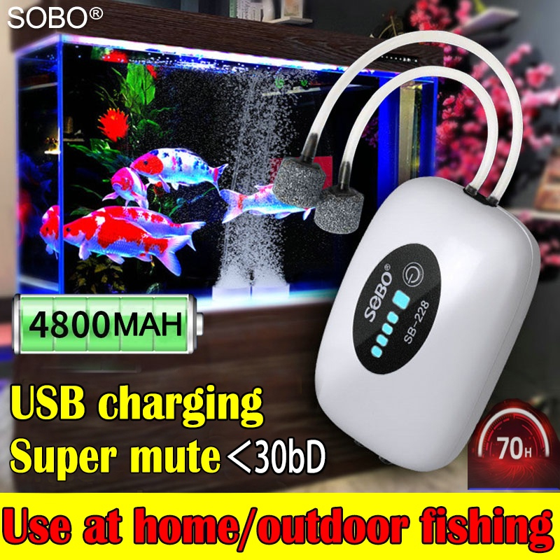 Portable Oxygen Pump Fish Oxygen Long Battery Life SEBO Mini Aquarium ...