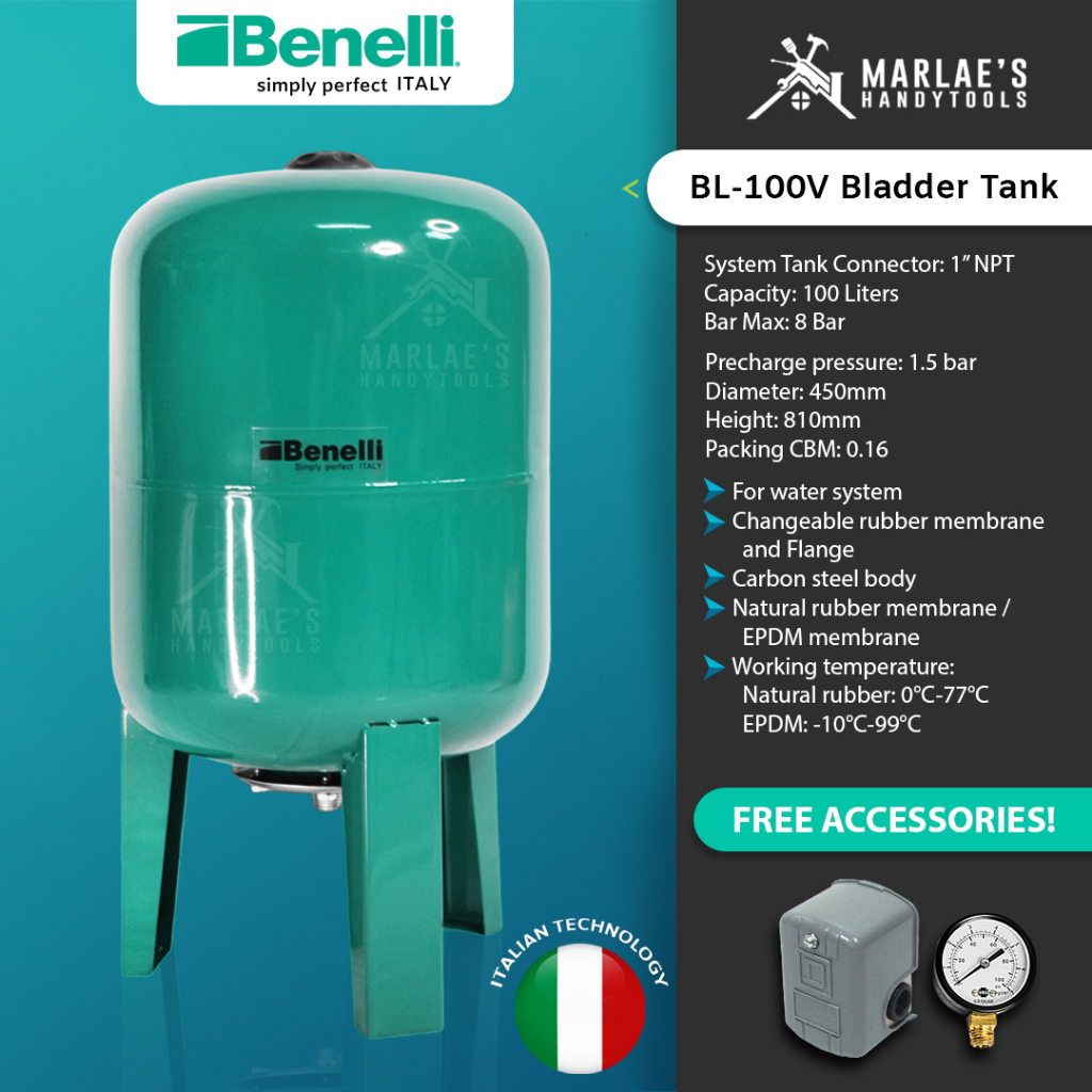 Benelli Bladder Tank Vertical Type 25 Gallons BL-100V | Shopee Philippines