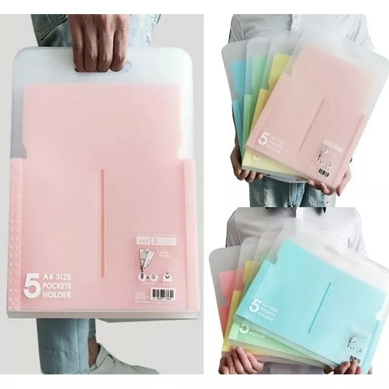 5 Pockets Expanding File Folder A4 Organizer Vertical Organ Bag ...