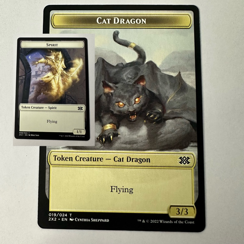 CAT DRAGON // SPIRIT SOLDIER MONK KNIGHT DOUBLE-SIDED TOKEN 2X2 DOUBLE ...
