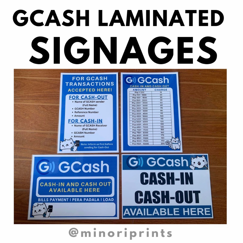 GCASH LAMINATED SIGNAGE FOR BUSINESS | Minori Prints | Shopee Philippines