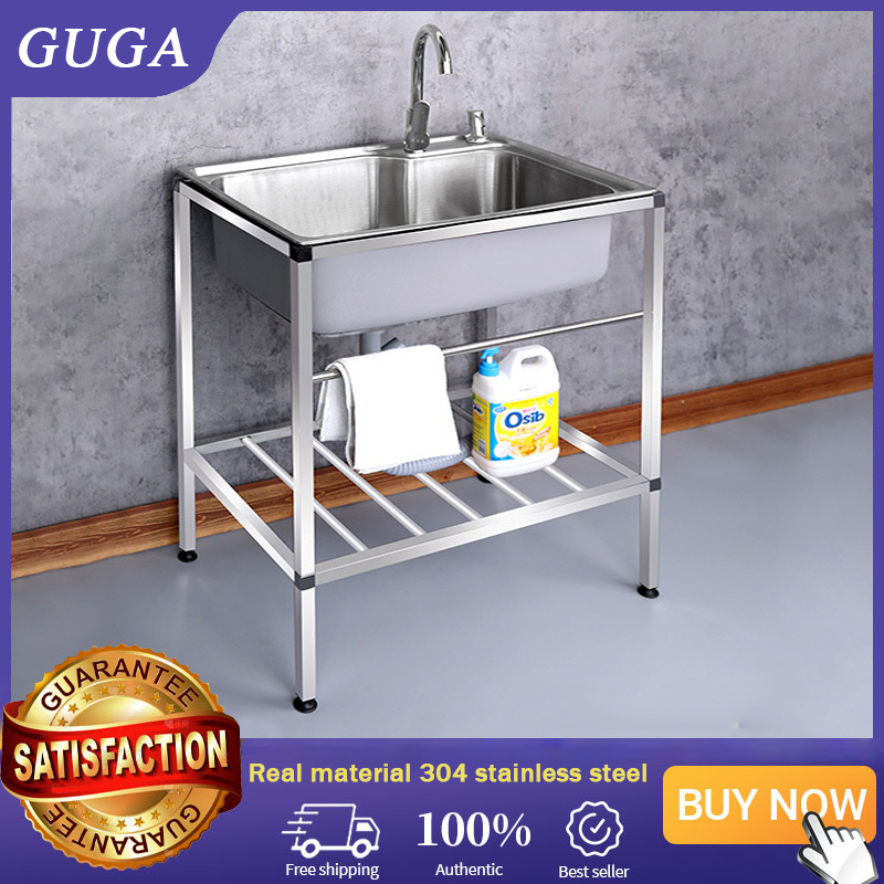 Kitchen Sink Set Double Tank Single Tank 304 Stainless Steel Floor Sink ...