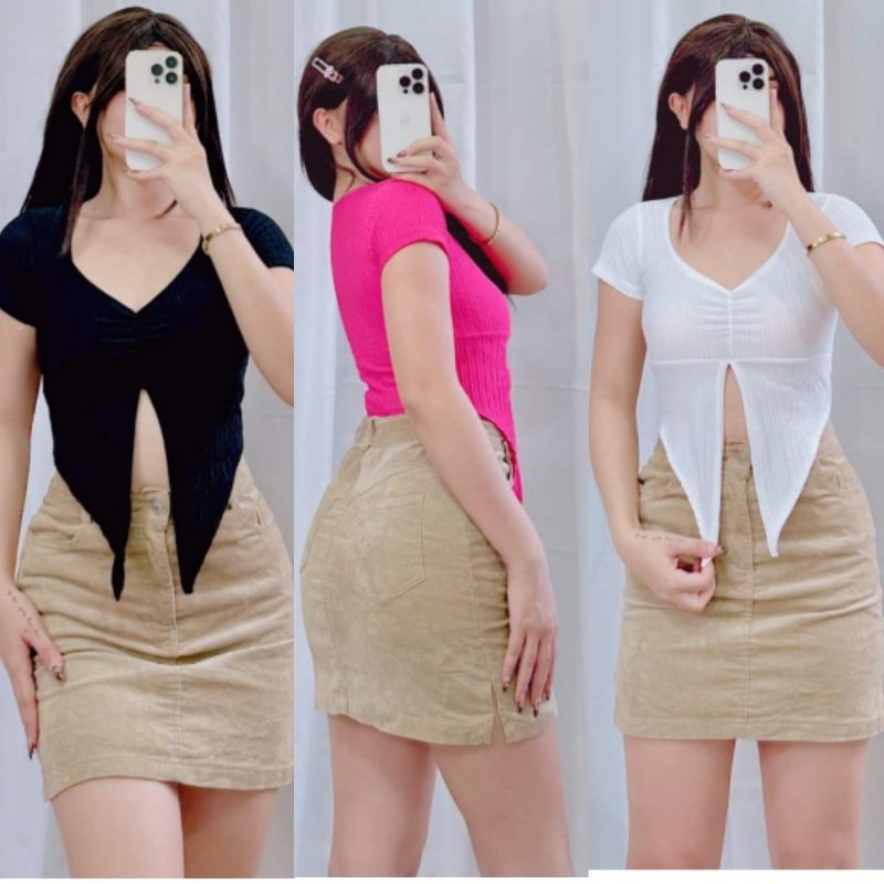 Xanya Front Split Top ( Onhand ) | Shopee Philippines