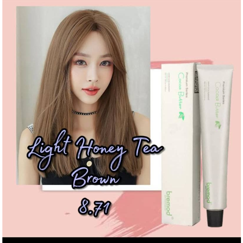 BREMOD PREMIUM COCOA BUTTER HAIR COLOR 8.71 LIGHT HONEY TEA BROWN ...