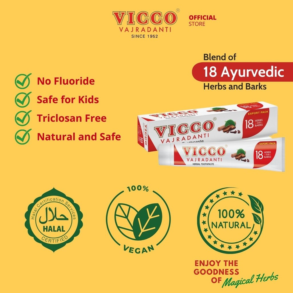 VICCO Original Herbal Toothpaste 200g – Halal Certified & Fluoride-Free ...