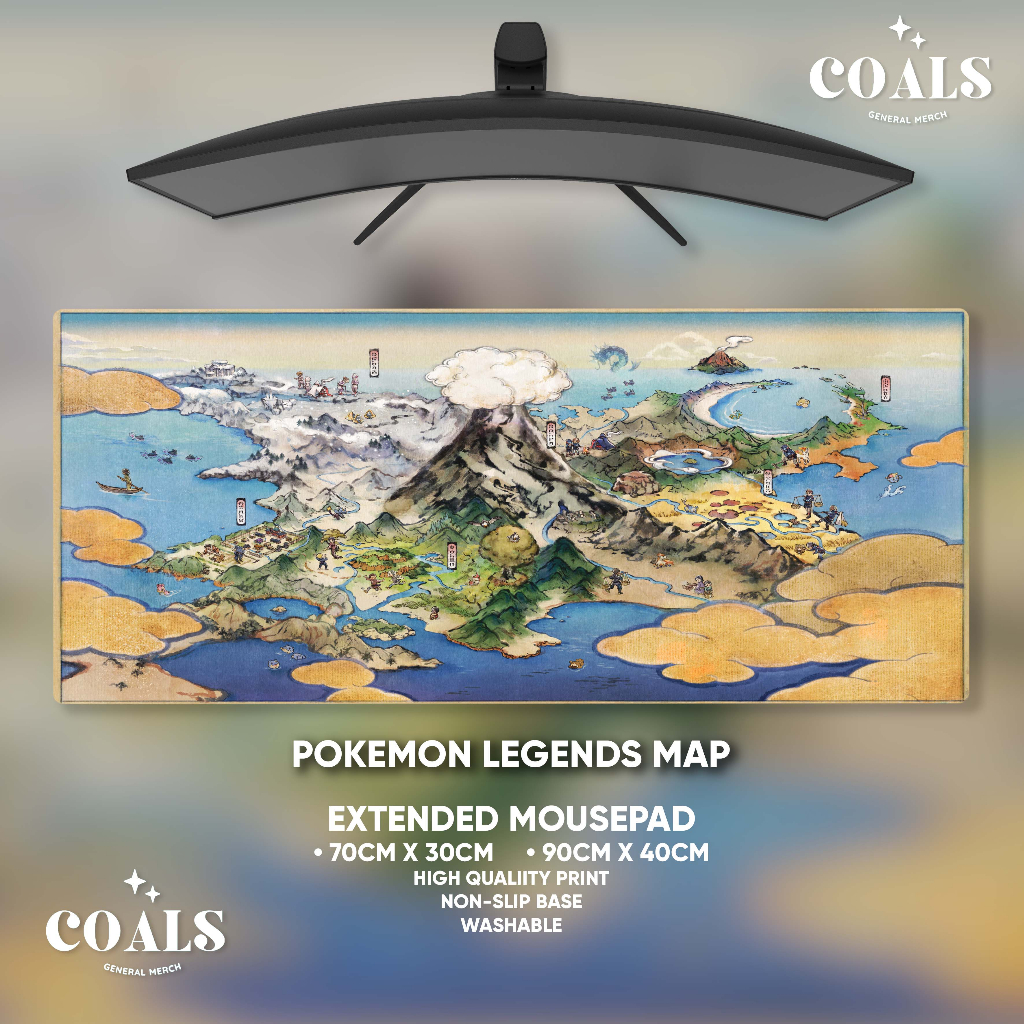 Pokemon Legends Map Extended Mousepad | Large Gaming Deskmat | Shopee ...