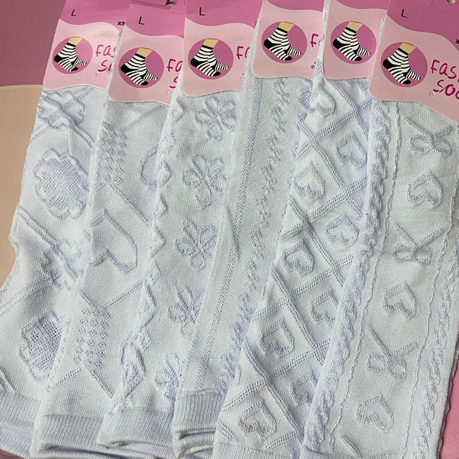 3pairs Long Socks Girl Student Socks White Base/Colored Bottom 4 ...