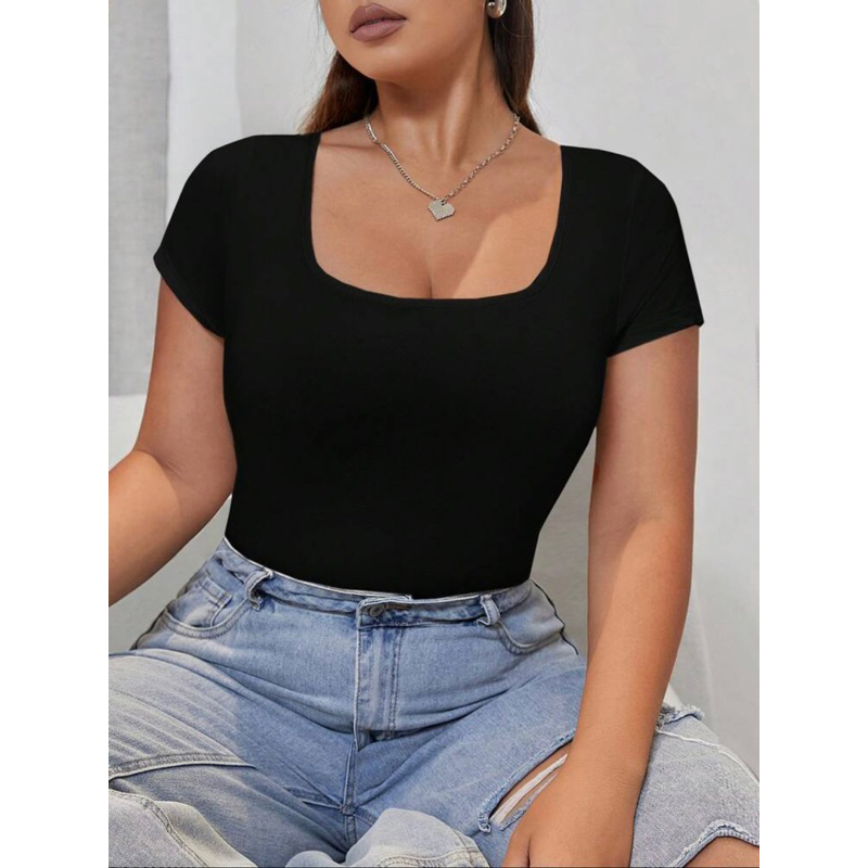 plus size square neck clothes tops t-shirts for women XL-2XL | Shopee Philippines