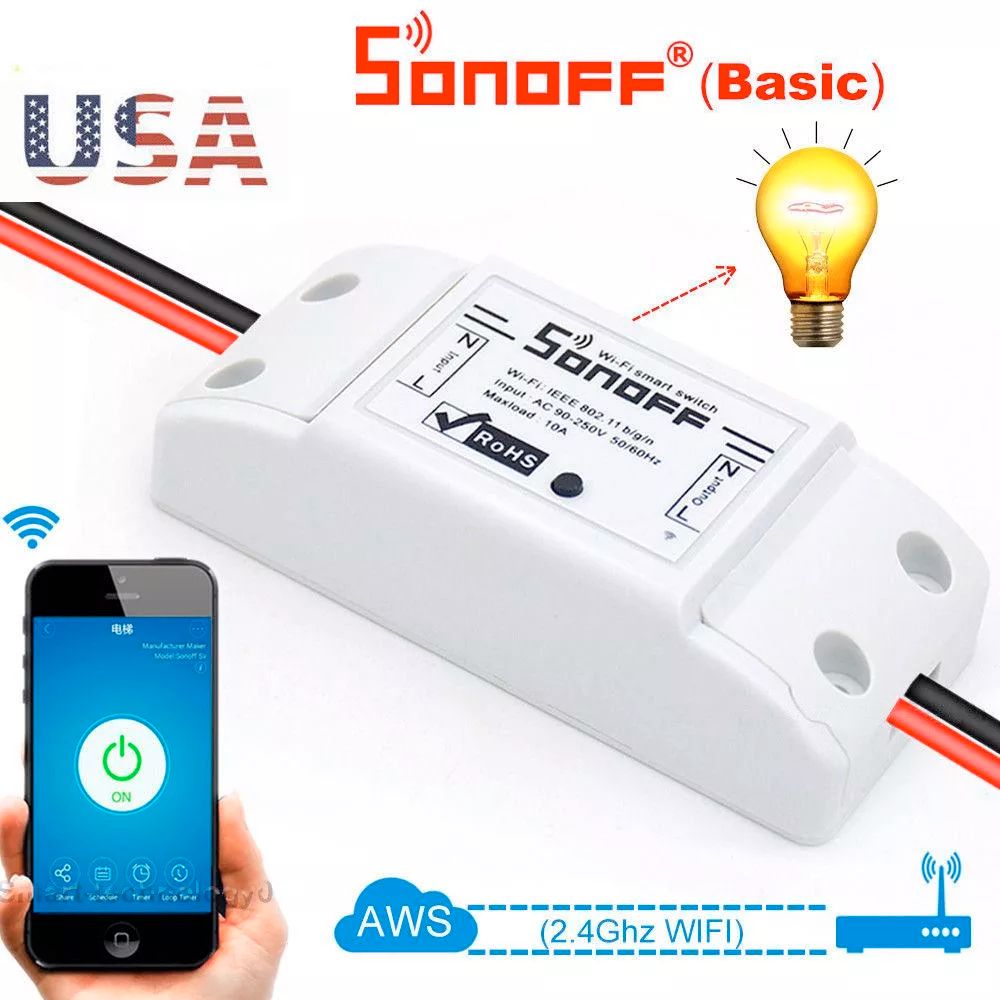 SONOFF Basic WiFi Wireless Smart Remote Switch Home Automation Plug ...