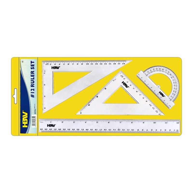 HBW Ruler Set - Triangle Protractor Ruler Set 12″ | Shopee Philippines