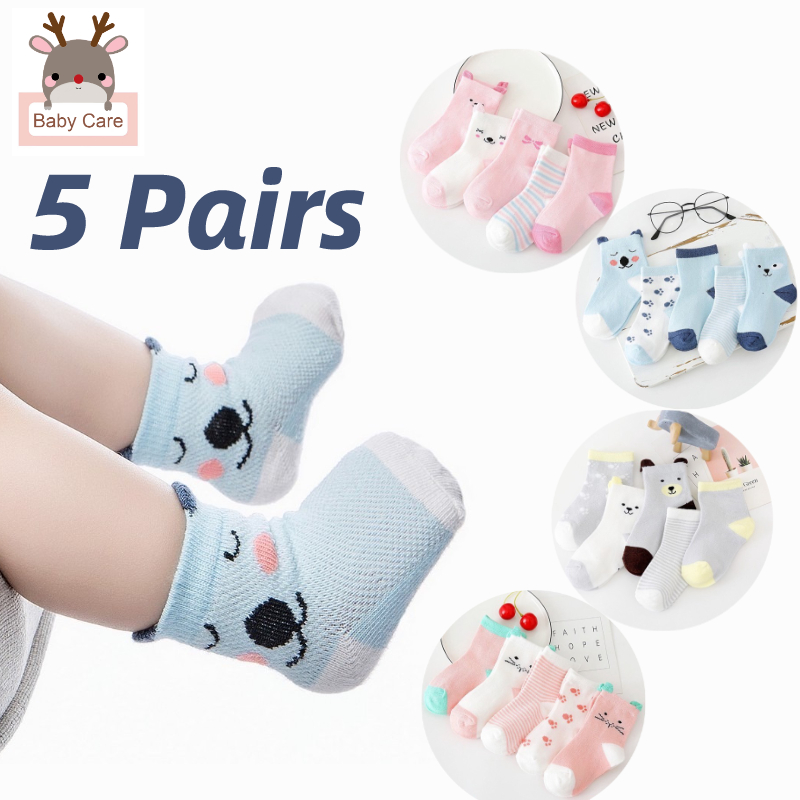 5 Pairs/Set Cute Soft Infant Kids Cotton Baby Socks Newborn 0-3 Years ...