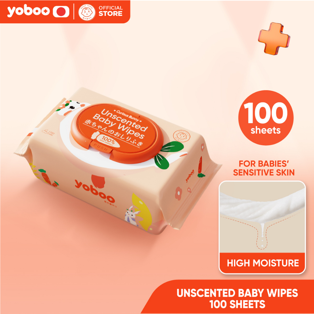 Yoboo Unscented Baby Wipes | Hygienic and Alcohol-Free 100 Sheets ...