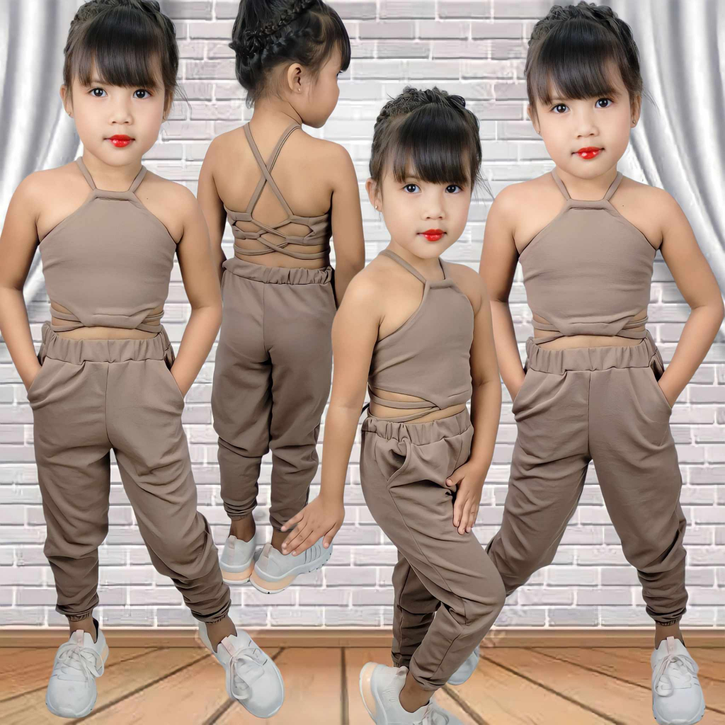 VALEN FIT 3-5 YEARS OLD KIDS TERNO CRISSCROSS CROPTOP AND JOGGER PANTS ...