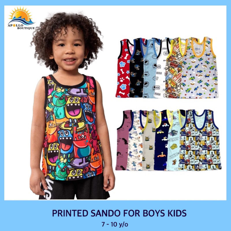 Apolloboutique - Printed Sando for Kids| Pambahay Sando for Boys 7 - 10 ...