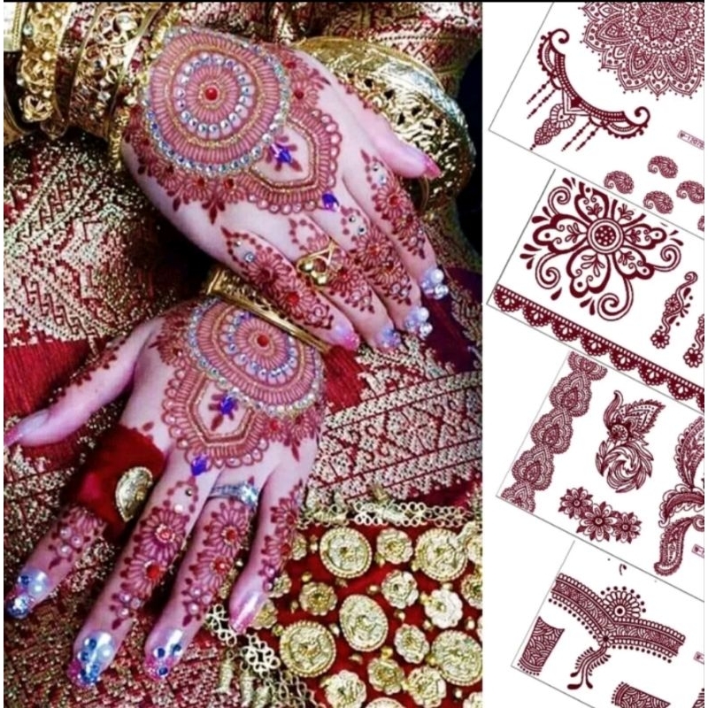 indian henna tattoos stickers designs brown color ( per-piece ...