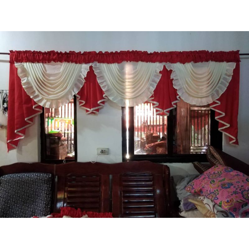 Plain geena cloth triple swag valance (size 90" wide) | Shopee Philippines