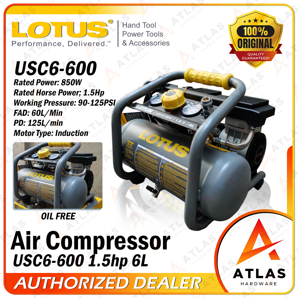 LOTUS Air Compressor 1.5HP 6 Liters USC6-600 ORIGINAL | Shopee Philippines