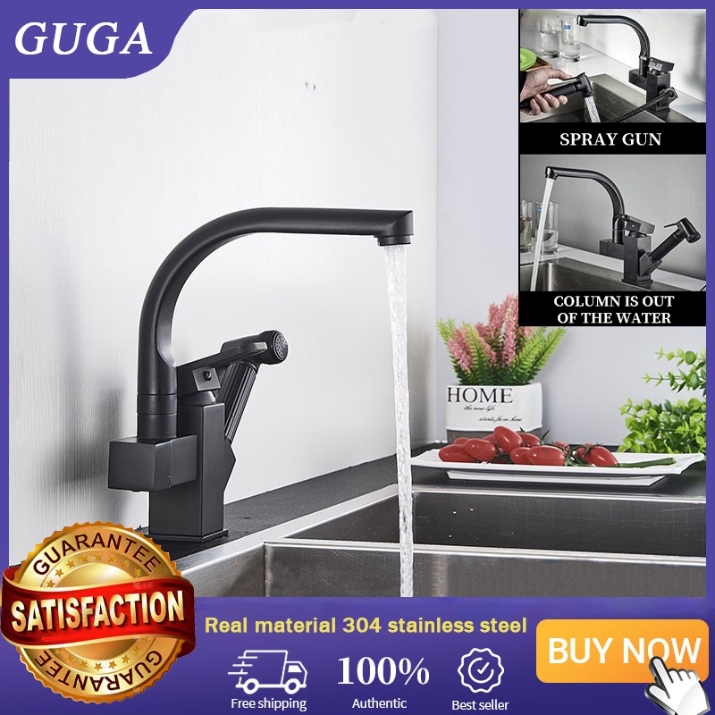 Guga stainless Steel Pull Out 2 in 1 360° Swivel Kitchen Faucet Kitchen ...