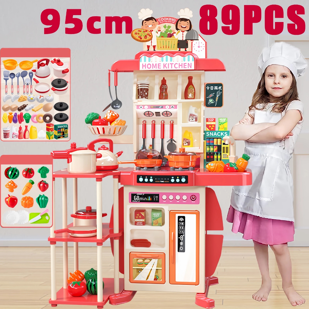Children's 95cm kitchen toys for girls pretend kitchen set music ...