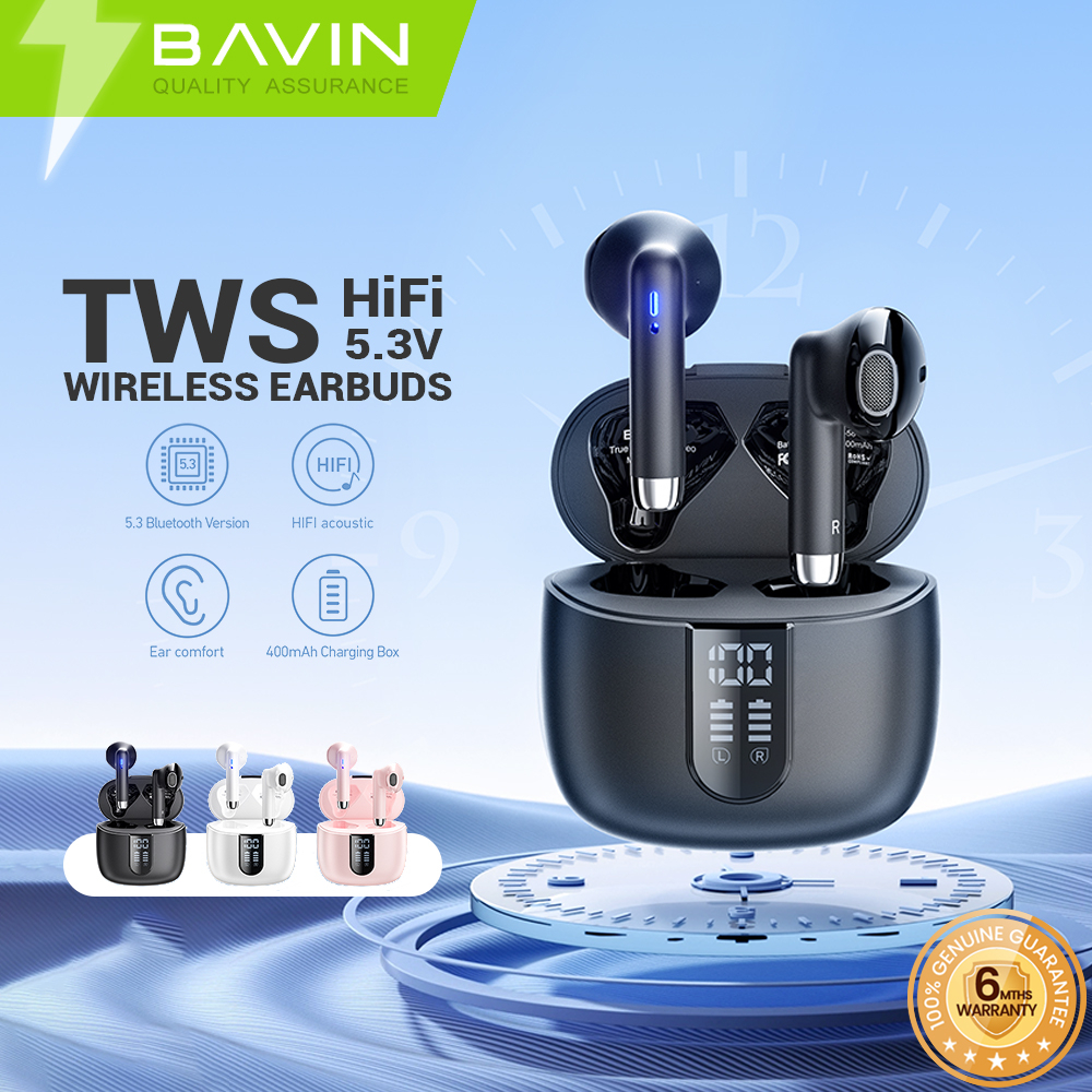 BAVIN BA58 HiFi Wireless Bluetooth Stereo Sounds Earphone Earbuds W ...
