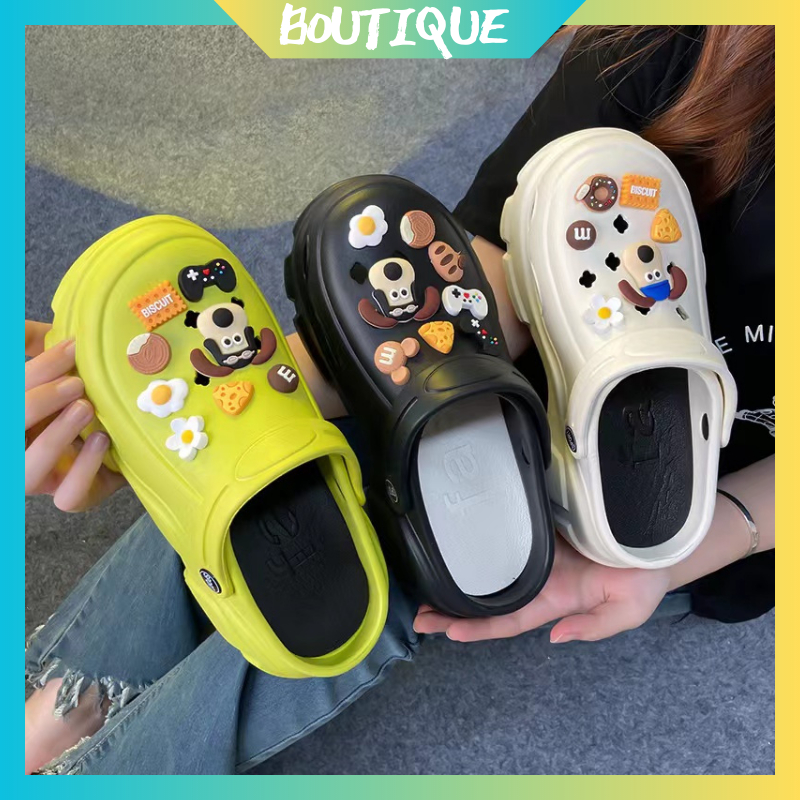 Boutique Korean classic clogs cute cartoon design chunky slipper summer ...