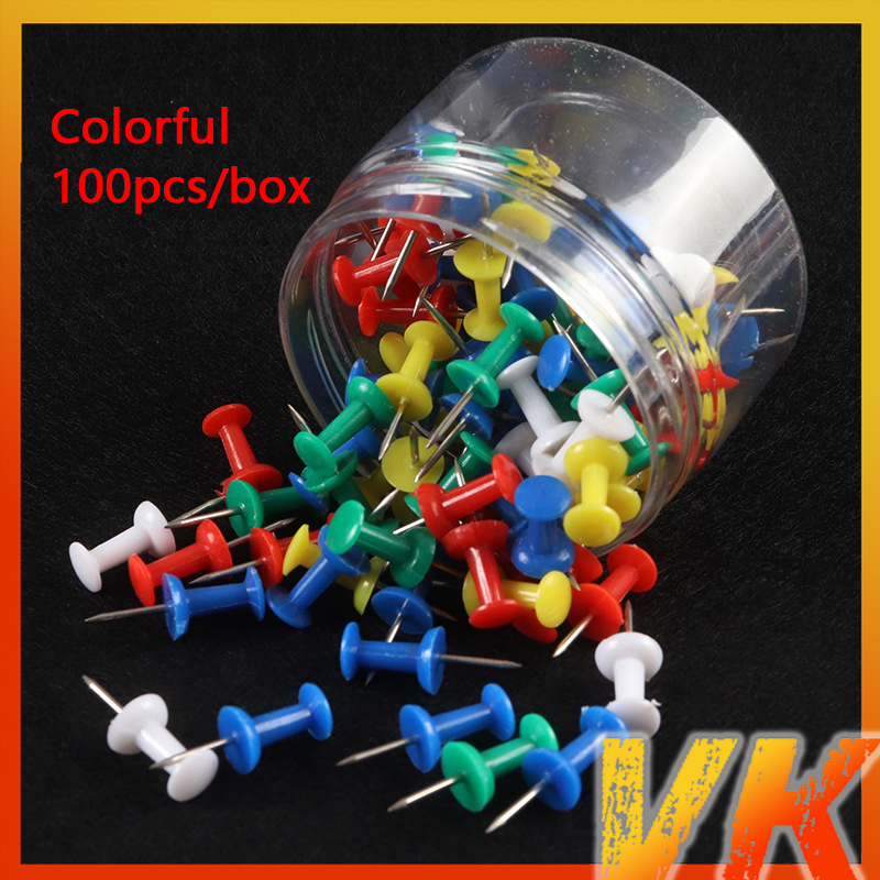 VK 35-100pcs/box Push Pins Thumb Thumbtack Board Pins Drawing Photo Wall Studs DIY Map Thumb ...