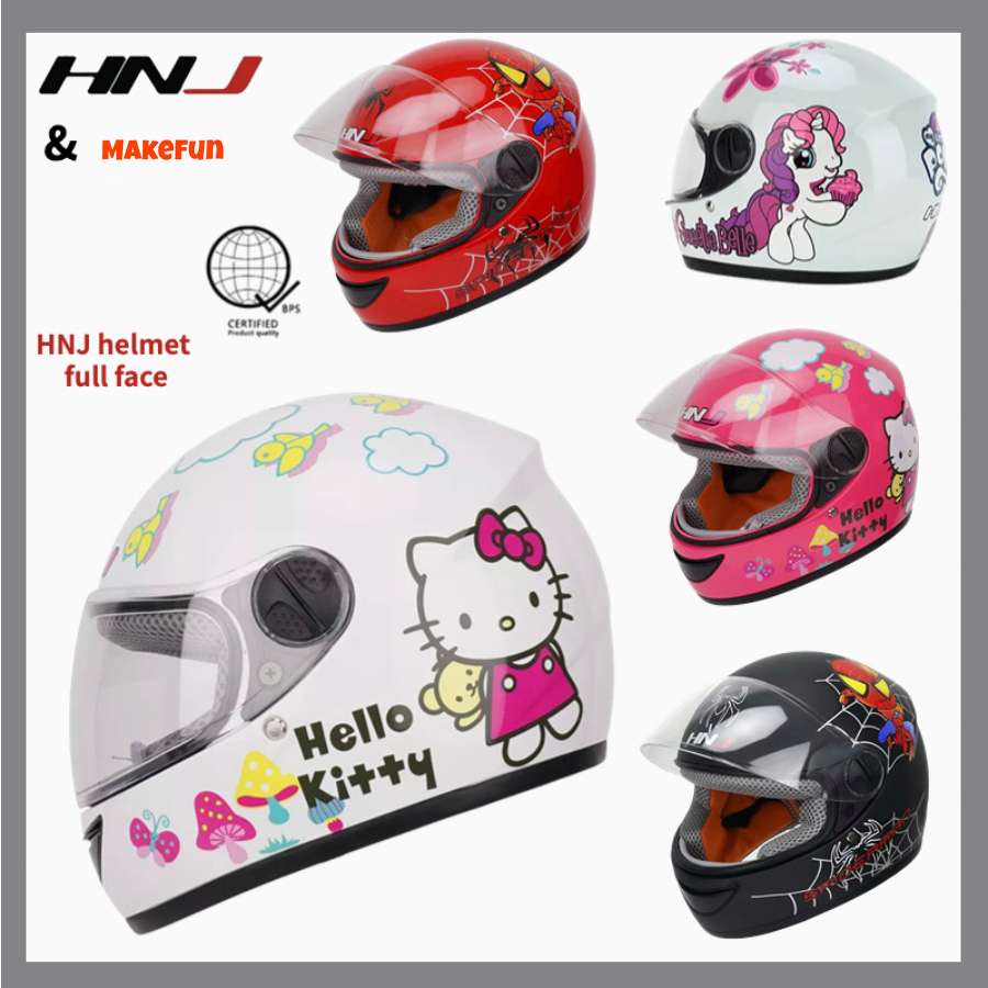 HNJ Cartoon Character Motorcycle Helmet for Kids Full Face | Shopee ...
