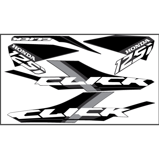 Honda click 125i 2020 whitesticker black gray Motorcycle decals Uvprint ...