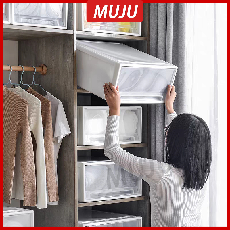 MUJU Drawer Storage Box Stackable Drawer Organizer Wardrobe Storage Box ...