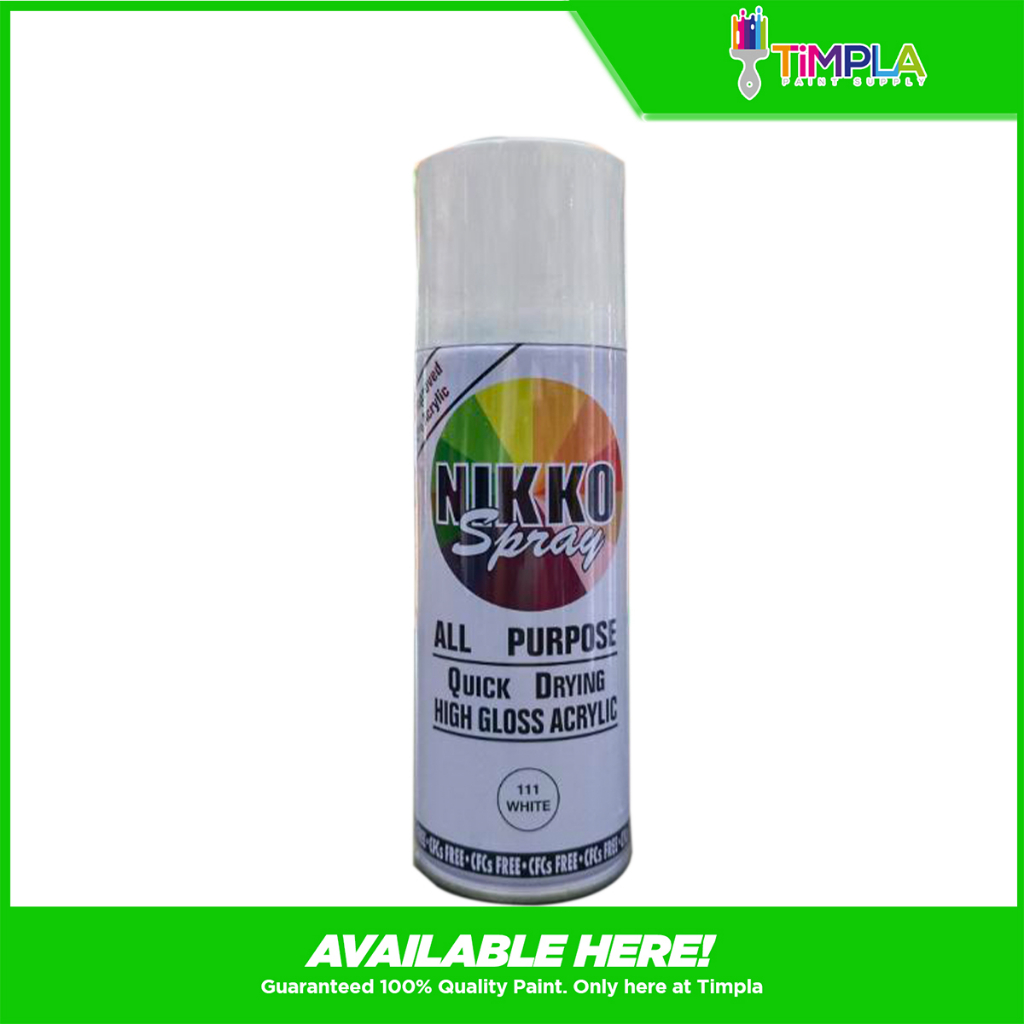 NIKKO Spray Paint All Purpose Quick Drying High-Gloss Acrylic 111 WHITE ...