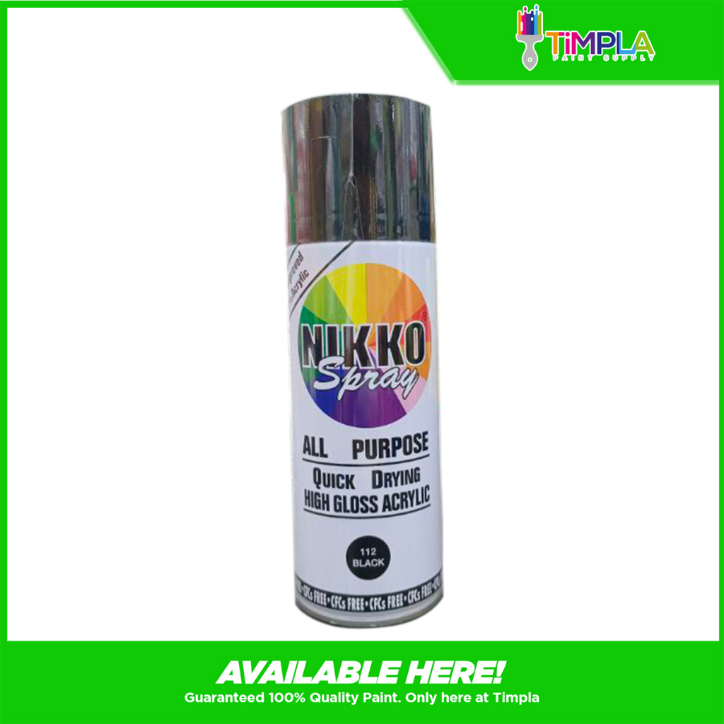NIKKO Spray Paint 112 Black All Purpose Quick Drying High-Gloss Acrylic ...