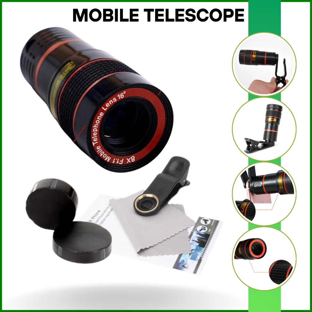TX 8x Mobile Phone Telescope Camera Lense (Black) | Shopee Philippines