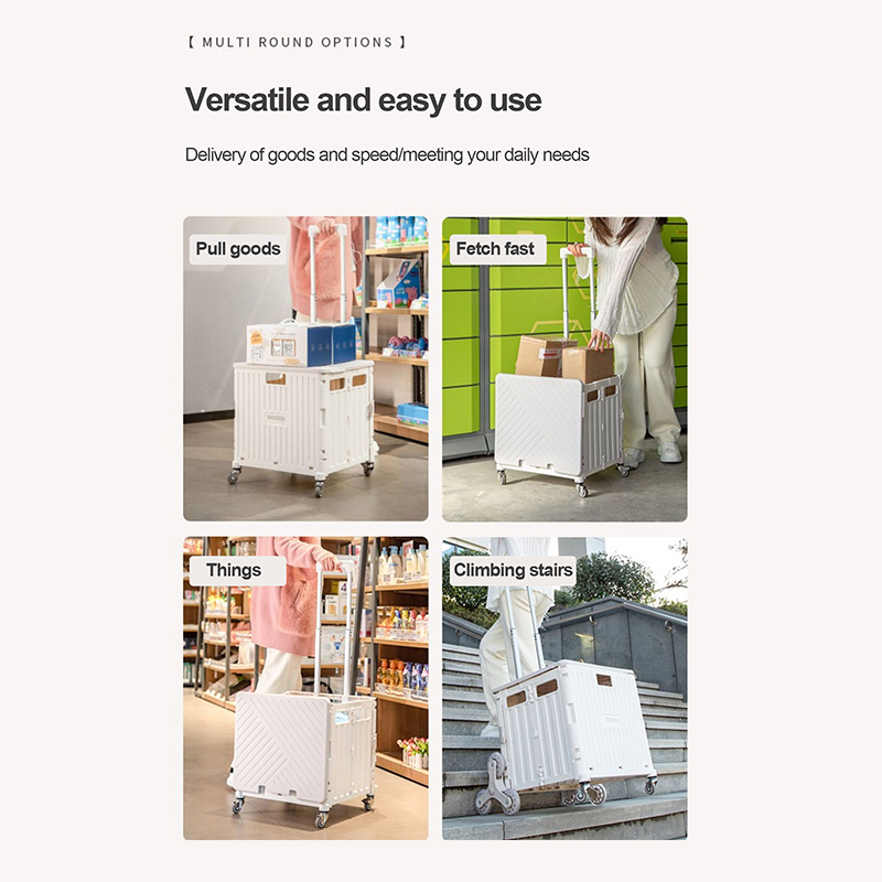 50L/75L Multifunctional Folding Shopping Cart Grocery Utility Cart ...